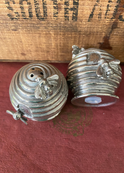 Salt And Pepper Set - Pewter Bee Hives | Ironstone Cottage - Barossa
