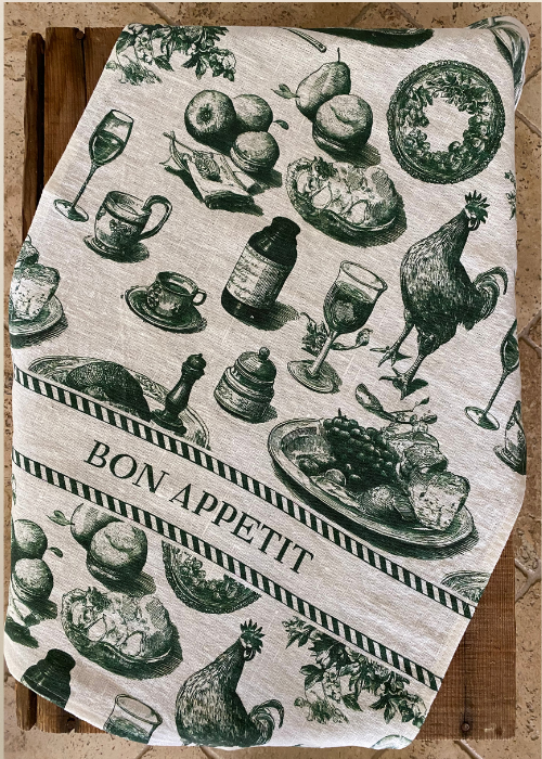 Tea Towel - Linen Bon Appetit - Green | Ironstone Cottage - Barossa