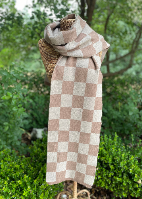 Scarf - Chequerboard Mink | Ironstone Cottage - Barossa