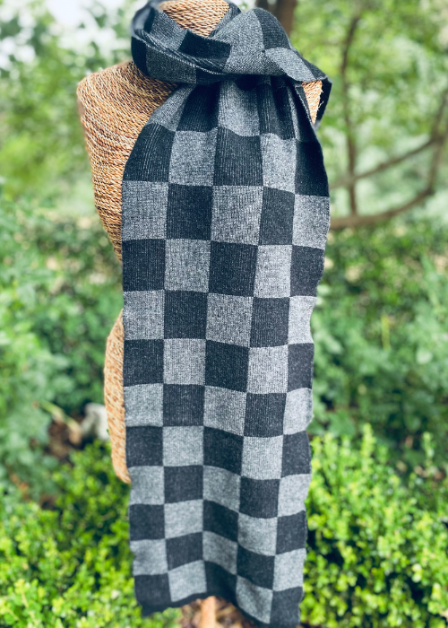 Scarf - Chequerboard Black | Ironstone Cottage - Barossa