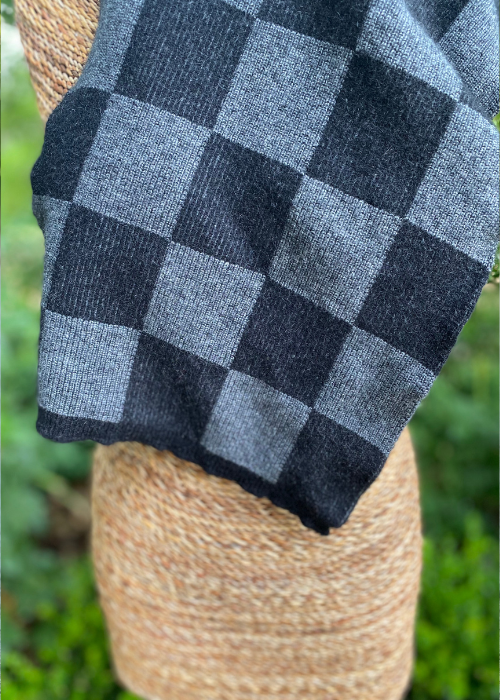 Scarf - Chequerboard Black | Ironstone Cottage - Barossa